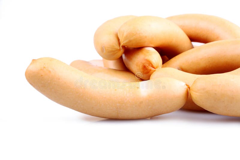 Many Mini Wiener Chain on White Background Stock Photo - Image of ...