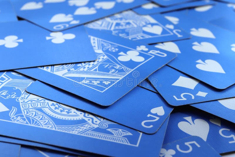 Many Miscellaneous Jumbled Blue Playing Cards. Stock Image - Image of ...