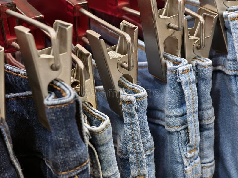 Many Models of Jeans from Different Denim, Texture, Color Hang Stock ...