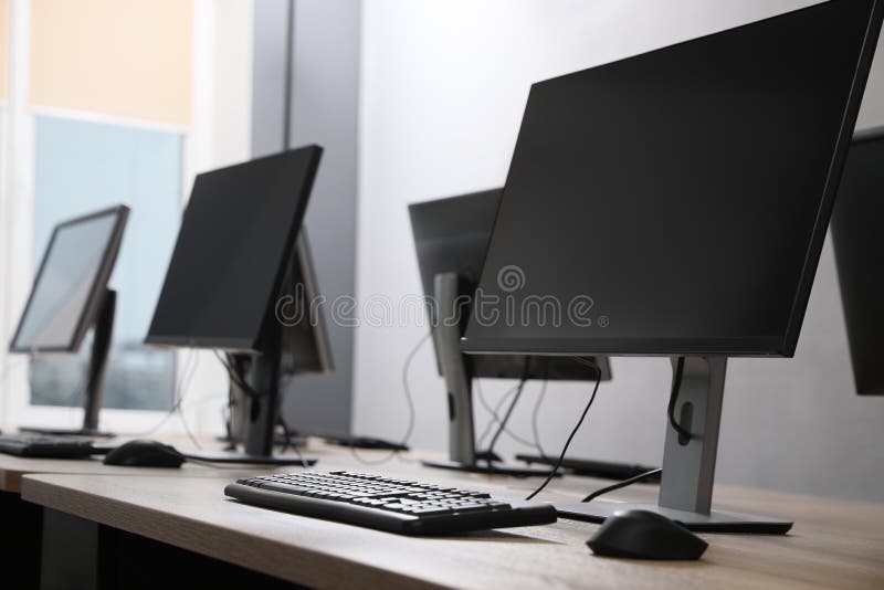 Many Modern Computers in Open Space Office Stock Photo - Image of ...