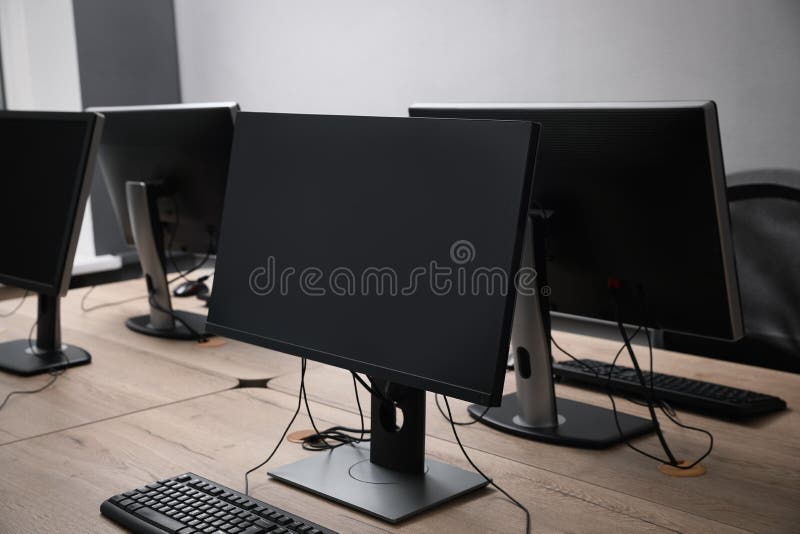 Many Modern Computers in Open Space Office Stock Image - Image of ...