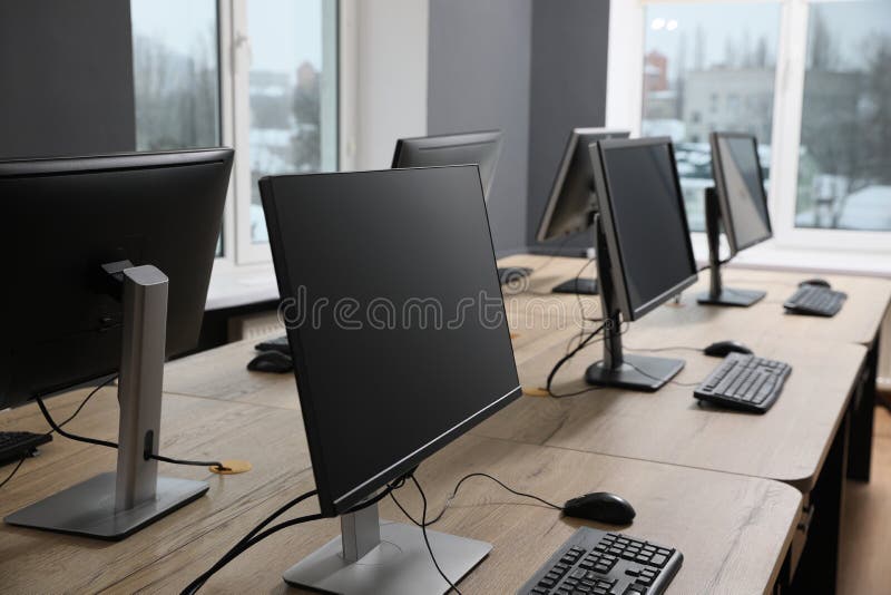 Many Modern Computers in Open Space Office Stock Photo - Image of ...