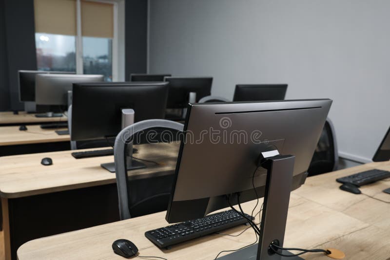 Many Modern Computers in Open Space Office Stock Photo - Image of ...