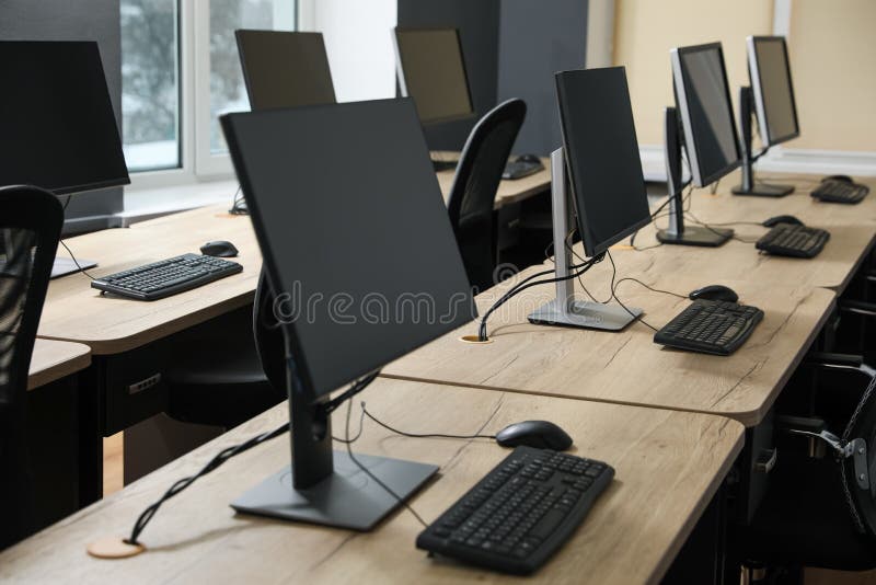 Many Modern Computers in Open Space Office Stock Photo - Image of ...
