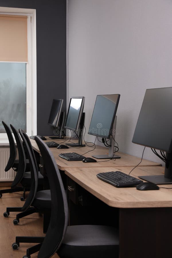 Many Modern Computers in Open Space Office Stock Photo - Image of ...