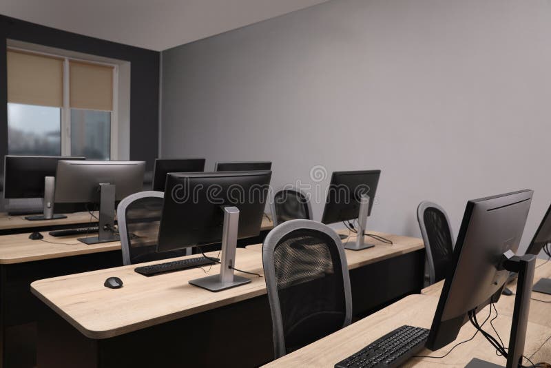 Many Modern Computers in Open Space Office Stock Photo - Image of ...