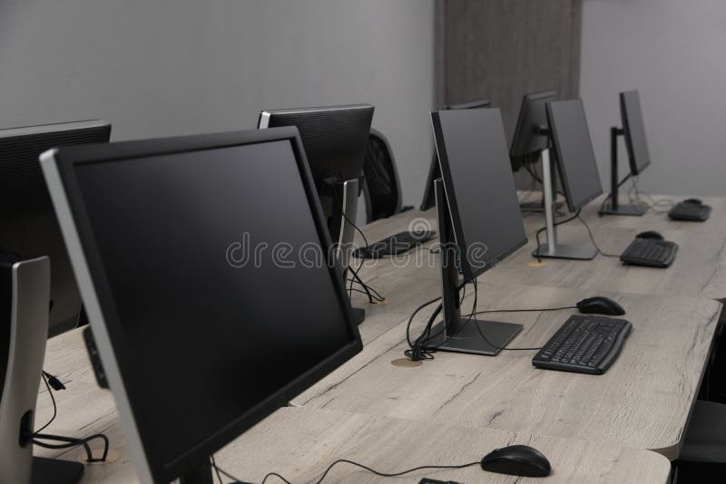 Many Modern Computers in Open Space Office Stock Photo - Image of ...