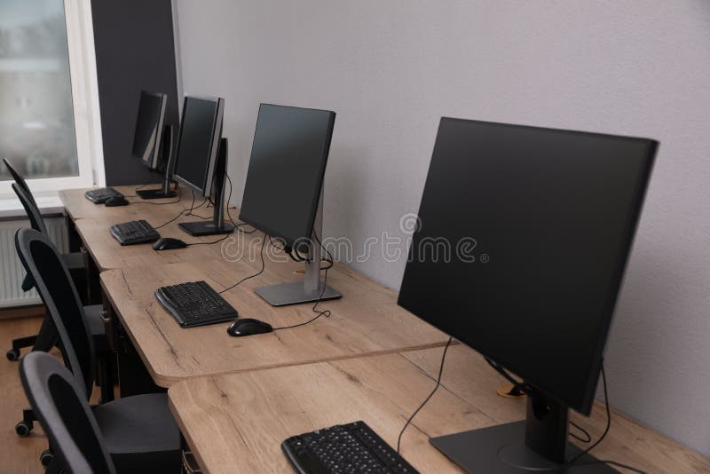 Many Modern Computers in Open Space Office Stock Photo - Image of ...