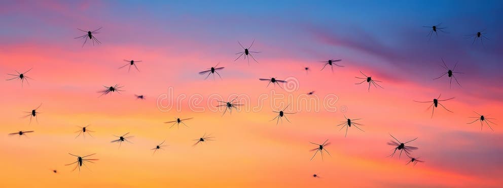 Many Mosquitoes in Nature. Selective Focus Stock Photo - Image of swarm ...