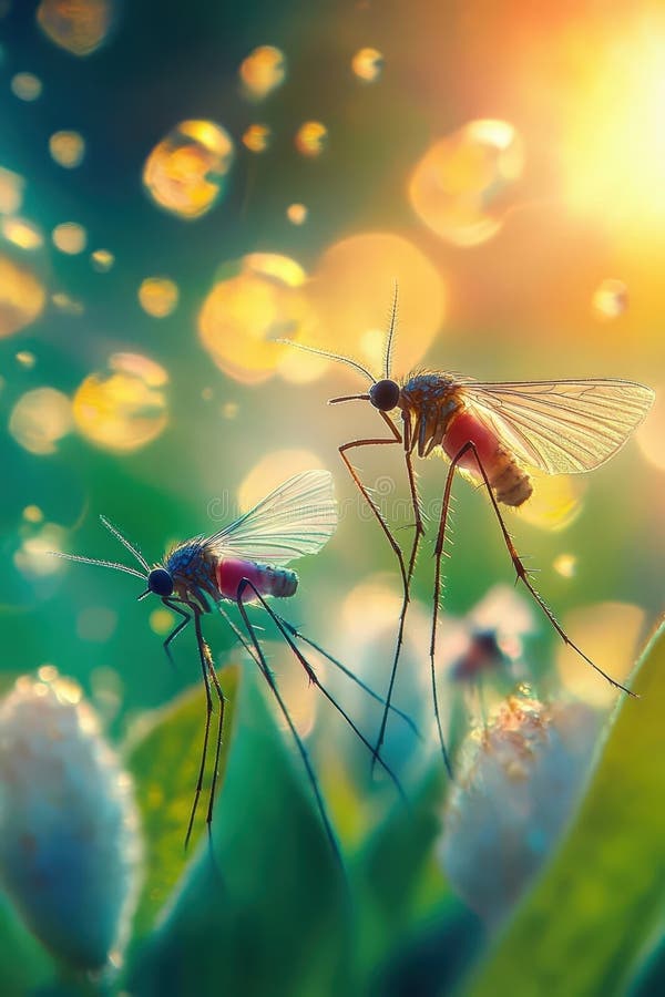 Many Mosquitoes in Nature. Selective Focus Stock Photo - Image of tree ...
