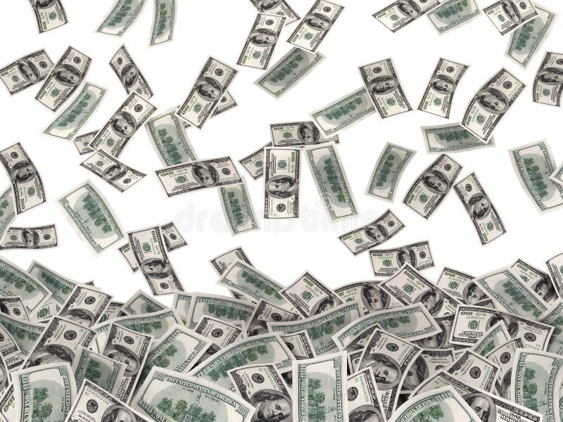 Many Much Money on White Background. Wide Image Stock Illustration ...