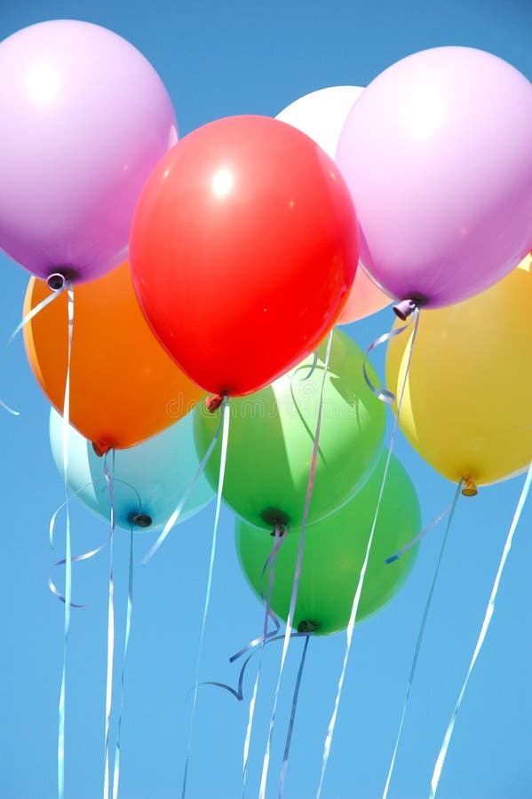 Many Multi-colored Balloons Stock Photo - Image of orange, happy: 9928132