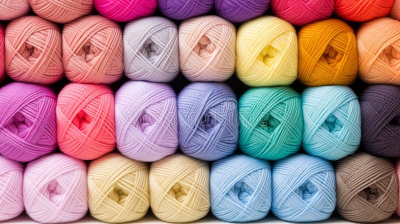 Many Multi-colored Balls of Threads on a Knitted Fabric, Close-up ...