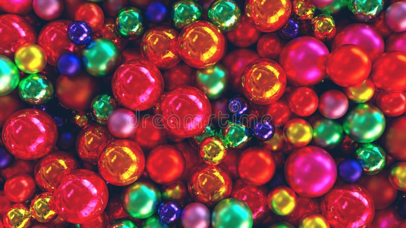 Many Multi-colored Christmas Balls Toys Background Texture Render. 3D ...