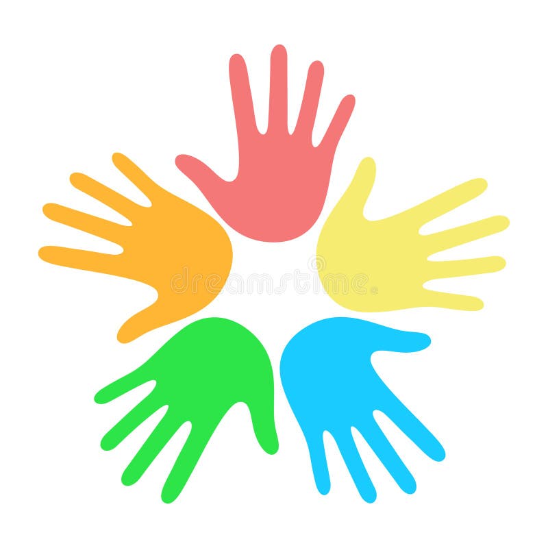 Many Multi-colored Hands on a White Background - Vector Stock Vector ...