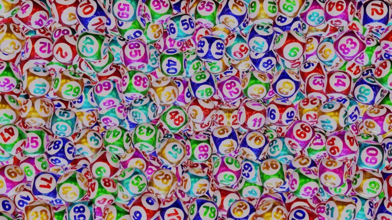 Many Multi-colored Lottery Balls with Numbers are Falling Down. Top ...