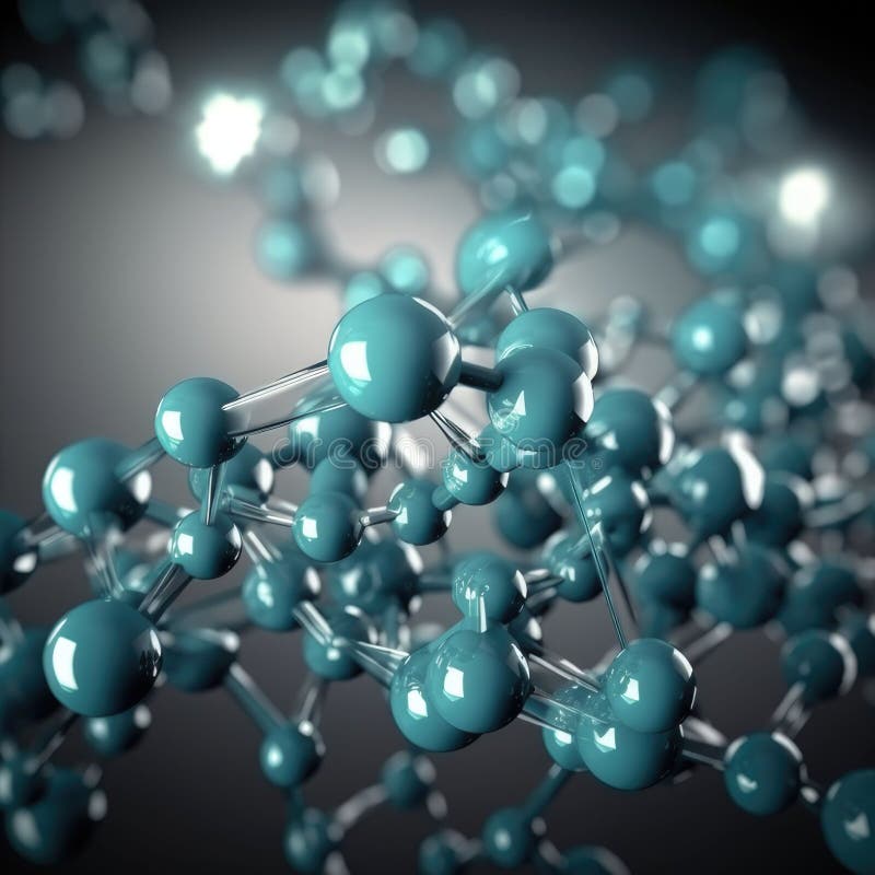 Many Multi-colored Molecules on a Dark Background. Abstract Structure ...