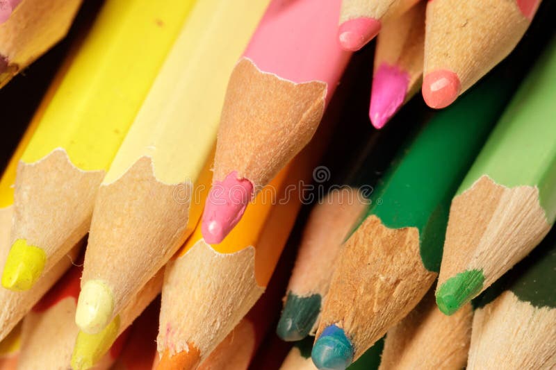 Many Multi-colored Pencils for Art Drawing. Close-up Stock Image ...