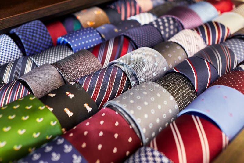 Many Multi-colored Ties Lying in a Row Stock Image - Image of backdrop ...