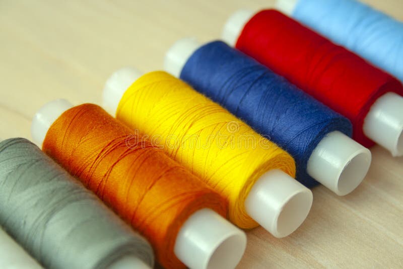 Many Multi Colored Yarn Strings Stock Image - Image of background ...