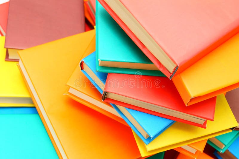 Many multi-coloured books. stock image. Image of library - 33847617