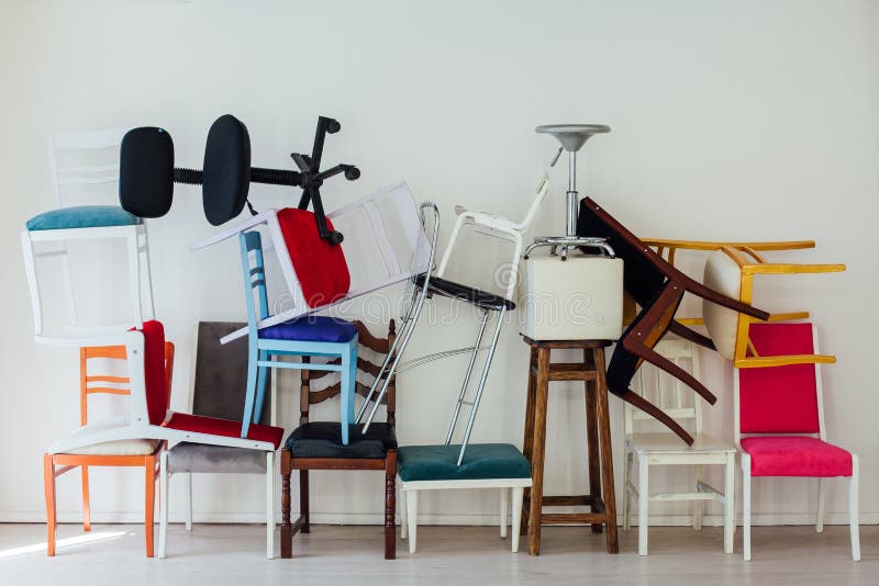 Wooden Chair With Messy Clothes On It Stock Photo - Image of disorder ...