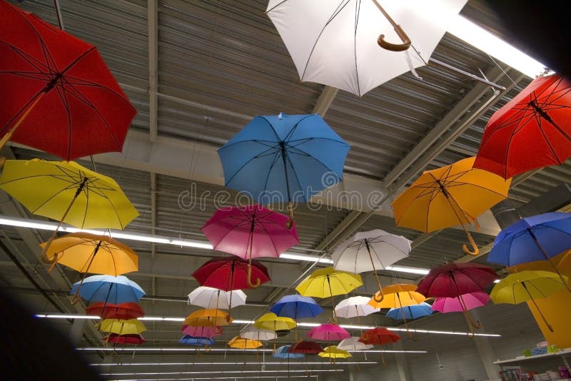 Many Multicolored Umbrellas Stock Photo - Image of umbrella ...
