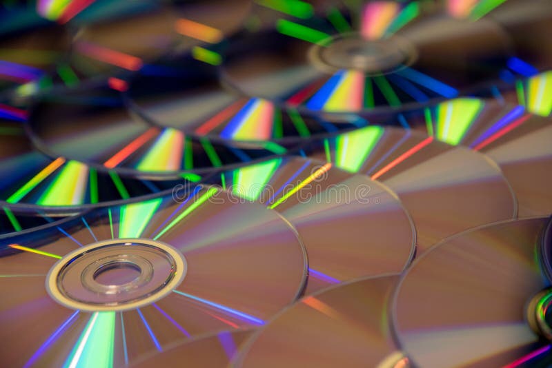 Many Musical Compact Discs with a Rainbow Spectrum of Colors As Stock ...