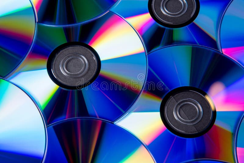 Many Musical Compact Discs with a Rainbow Spectrum of Colors As Stock ...