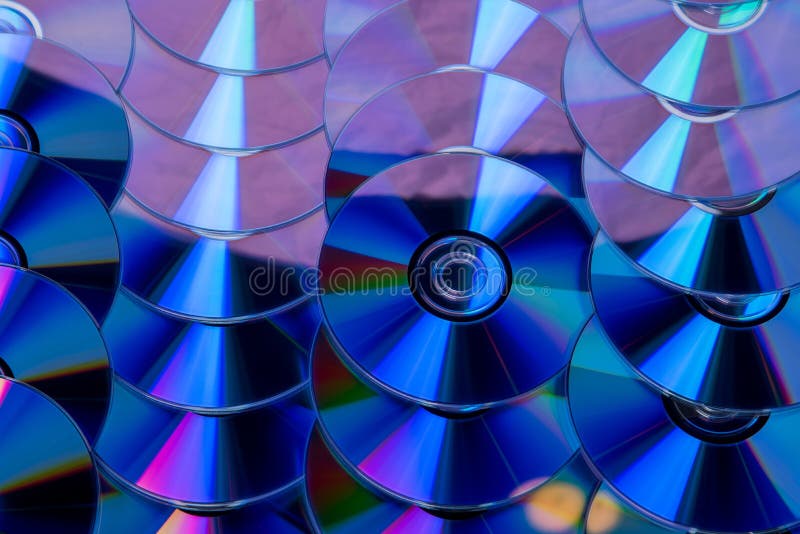 Many Musical Compact Discs with a Rainbow Spectrum of Colors As Stock ...