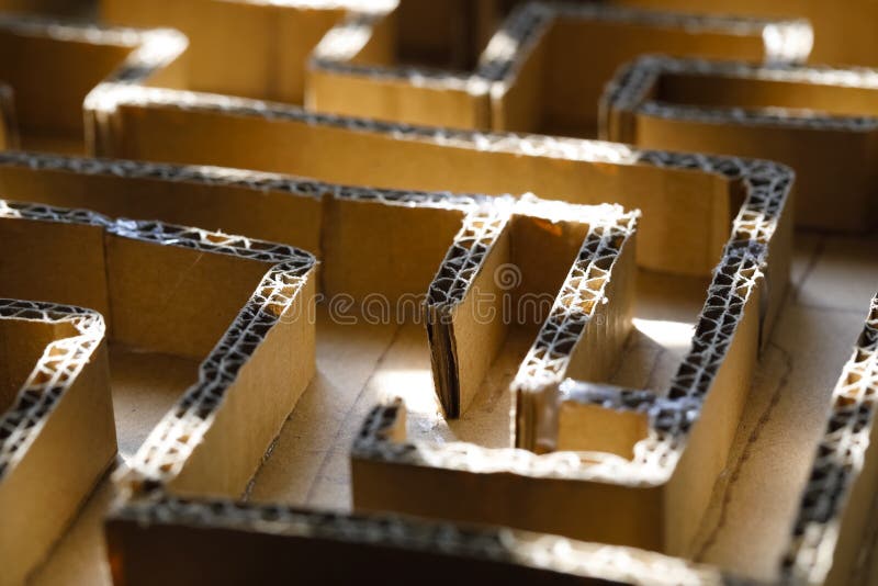 Many Narrow Cardboard Stripes Form a Maze Stock Photo - Image of ...