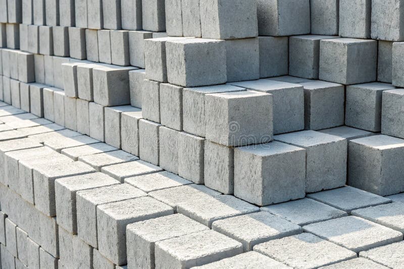 Many Neatly Folded Gray Cinder Blocks Background Closeup - Generated by ...