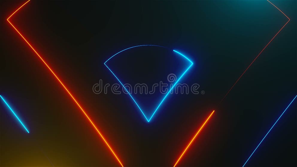 Many Neon Triangles in Space, Abstract Computer Generated Backdrop, 3D ...