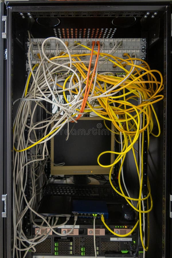 Many Network Cables are Plugged into a Server Cabinet Stock Image ...