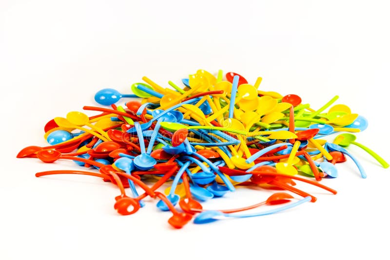 Many New Colored Plastic Spoons Stock Image - Image of plastic, white ...