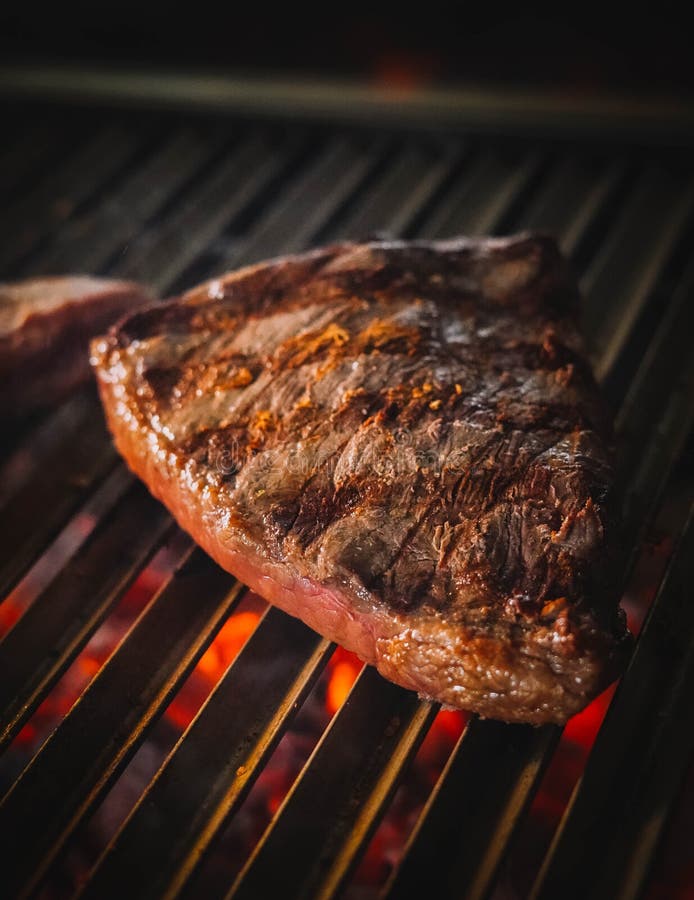 Nice Chunks of Beef on a Charcoal Grill Stock Image - Image of barbeque ...