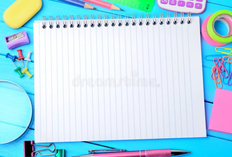 Many Objects School on Table Stock Image - Image of learning, clip ...