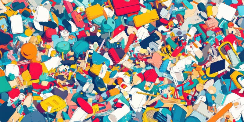 Many Objects Together Form a Colorful Collage, a Playful Theme Stock ...