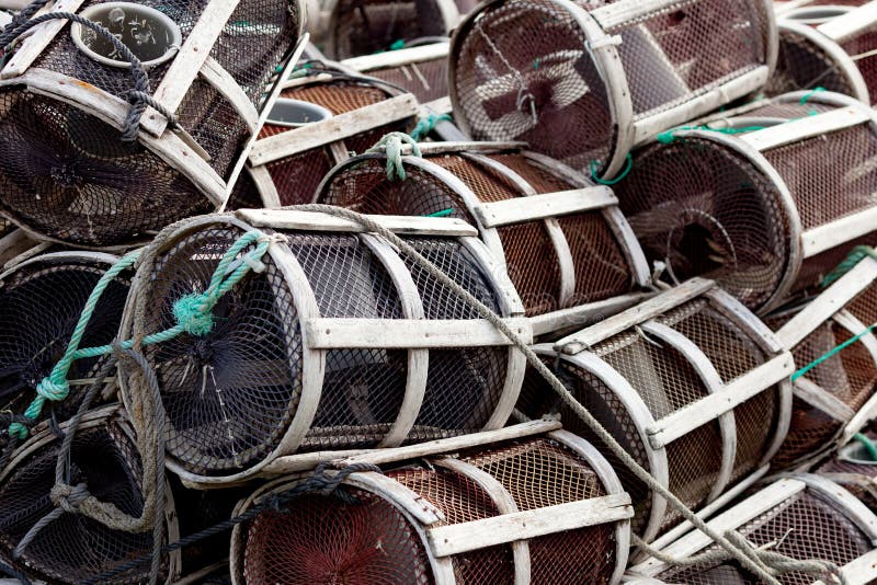 Octopus traps at the port stock photo. Image of buoy - 44410616