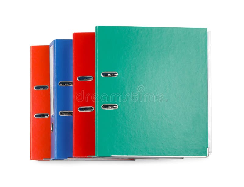 Many Office Folders Isolated on White, Top View Stock Image - Image of ...