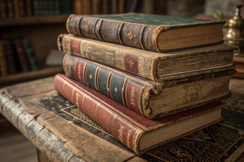 Many Old Books Stacked in Texture - Generated by Ai Stock Illustration ...