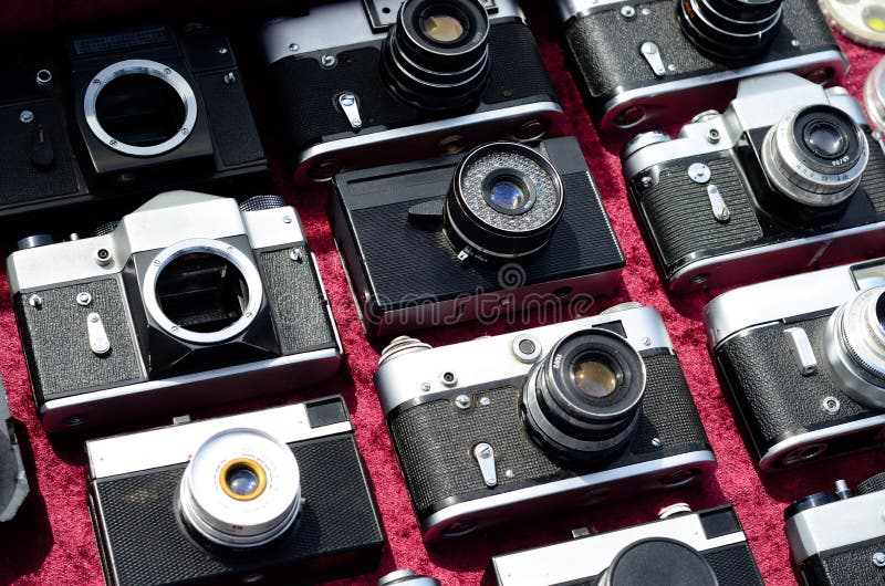Many old cameras stock photo. Image of antique, cameras - 140915632