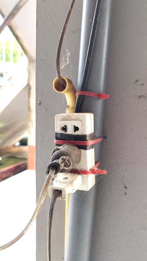 Many Old Damage Plug on Socket. Stock Photo - Image of consumption ...