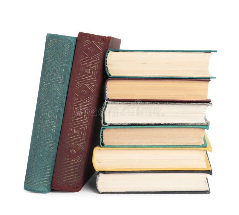 Many Old Hardcover Books Isolated on White Stock Photo - Image of ...