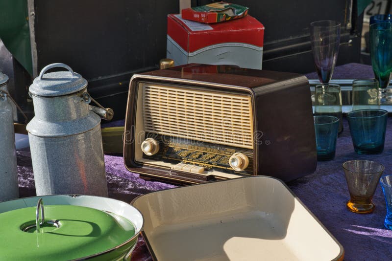 Old Items Sold on a Flea Market Stock Image - Image of retro, radio ...