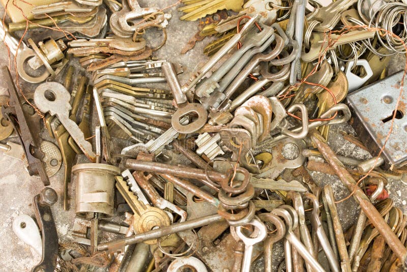 Many old keys and locks. stock photo. Image of grungy - 72845636