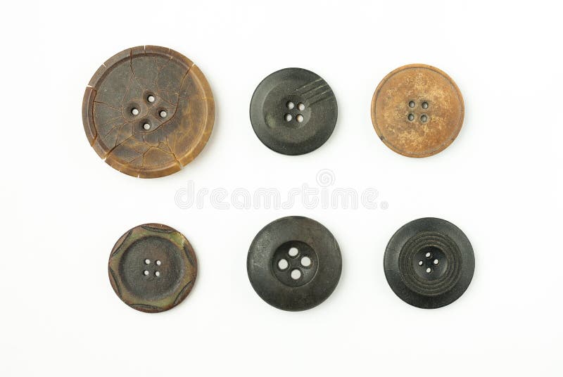 Many Old Round Buttons with Cracks on White Stock Image - Image of ...