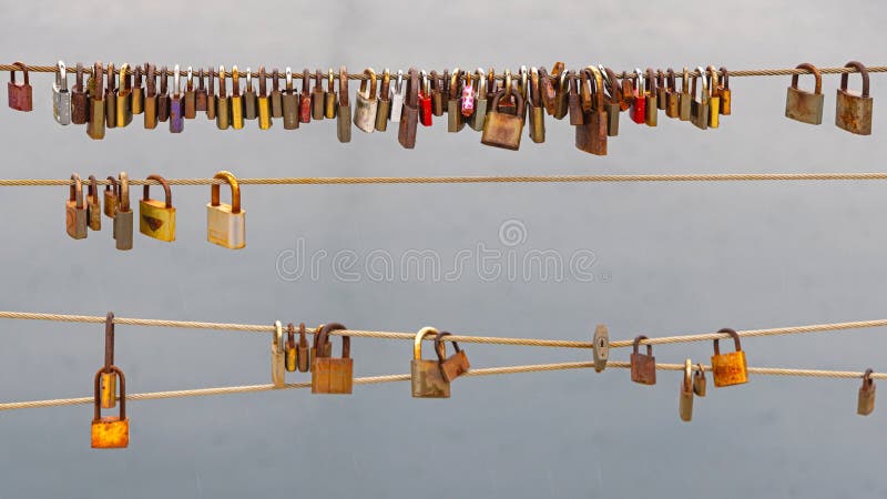 Rusty Love Padllocks Wire stock image. Image of together - 347392757