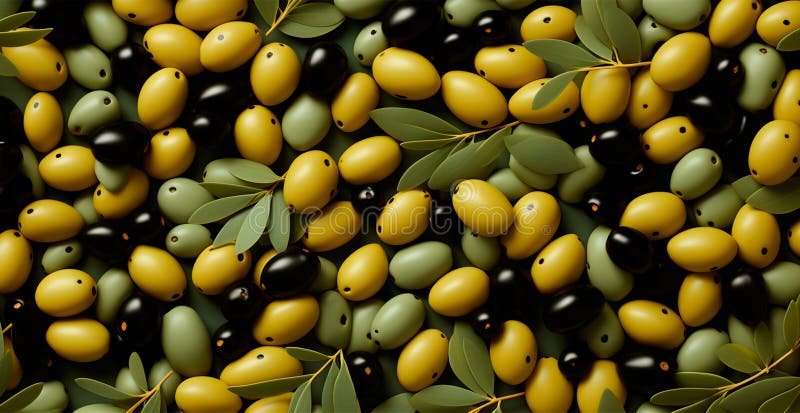 Many Olives, Top View - AI Generated Image Stock Illustration ...