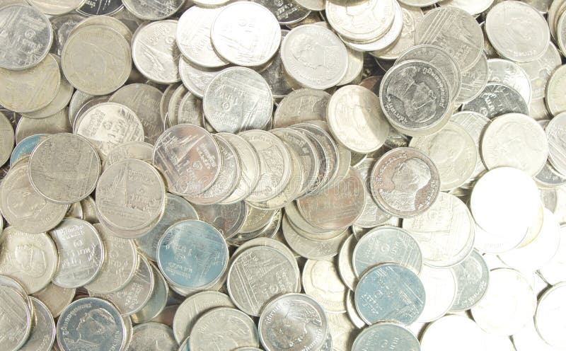 Many of one baht coin stock image. Image of finance, mahathat - 40083749